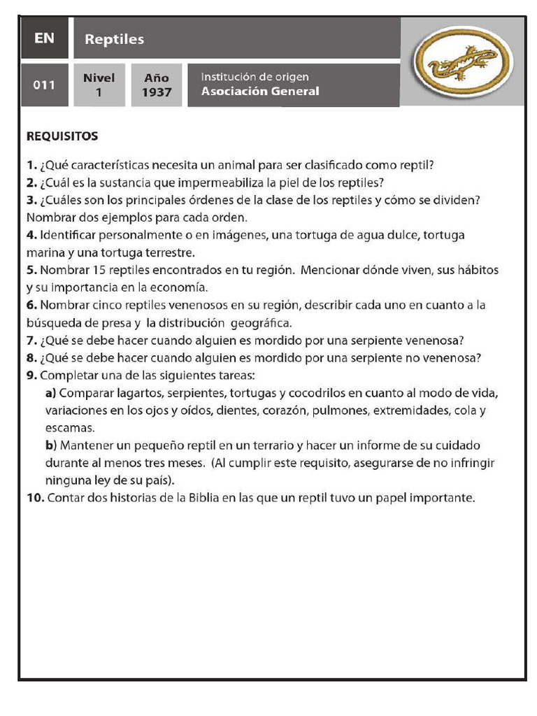 Reptiles Tarj | PDF | Reptil | Serpiente