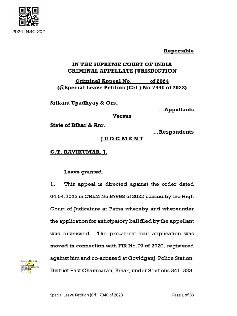 2024 INSC 202: Special Leave Petition (CRL.) 7940 of 2023 Page 1 of 33 ...