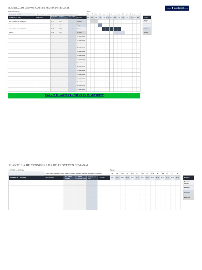 IC Weekly Project Timeline Template For Excel 11412 ES | PDF
