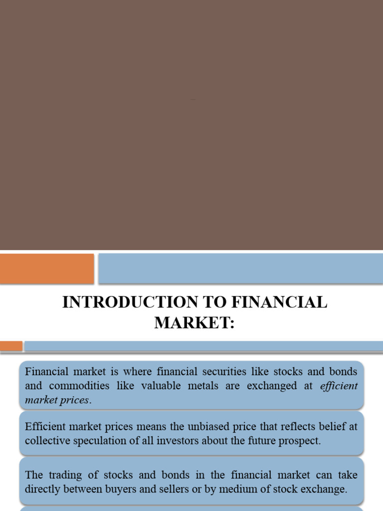 Financial Markets | Download Free PDF | Financial Markets | Money Market