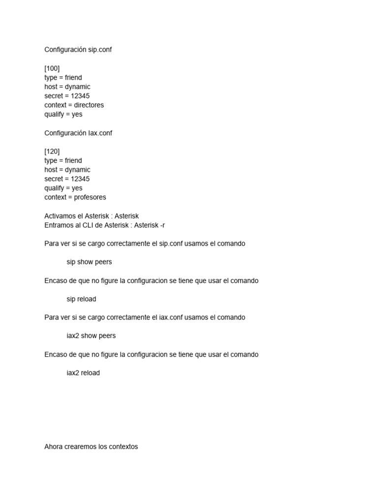 Configuración Asterisk: SIP e IAX | PDF | Protocolos de internet ...