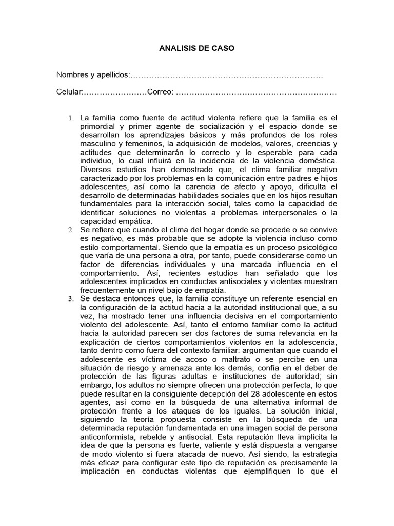 Modulo2 - Analisis de Caso1 | PDF | Violencia | Comportamiento