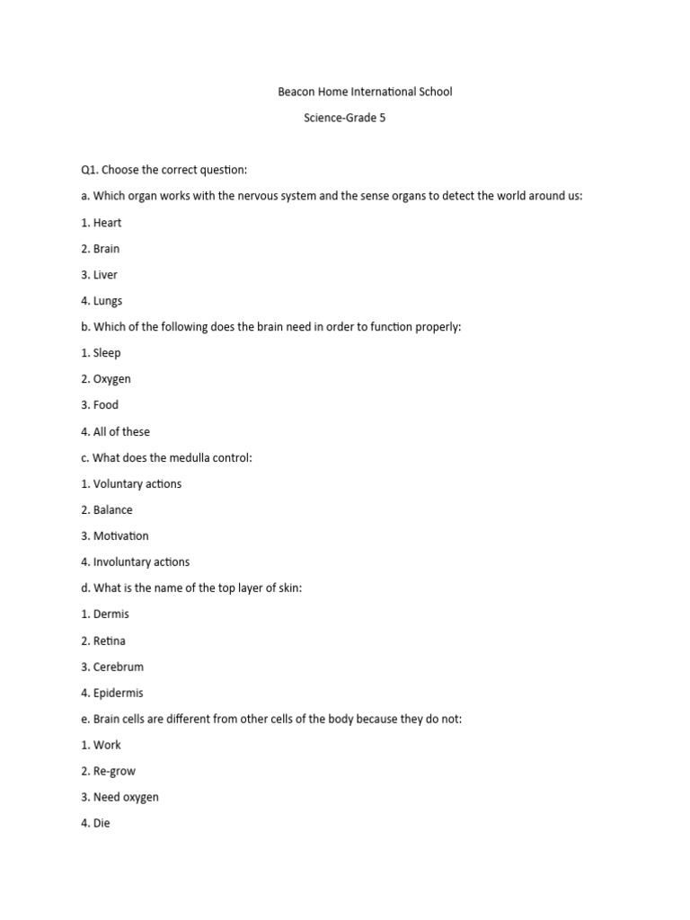 Science Monthly Test Grade5 | PDF | Eye | Microorganism