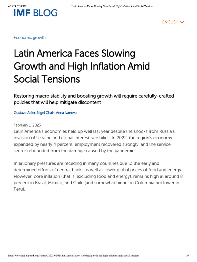 Latin America Faces Slowing Growth and High Inflation Amid Social ...