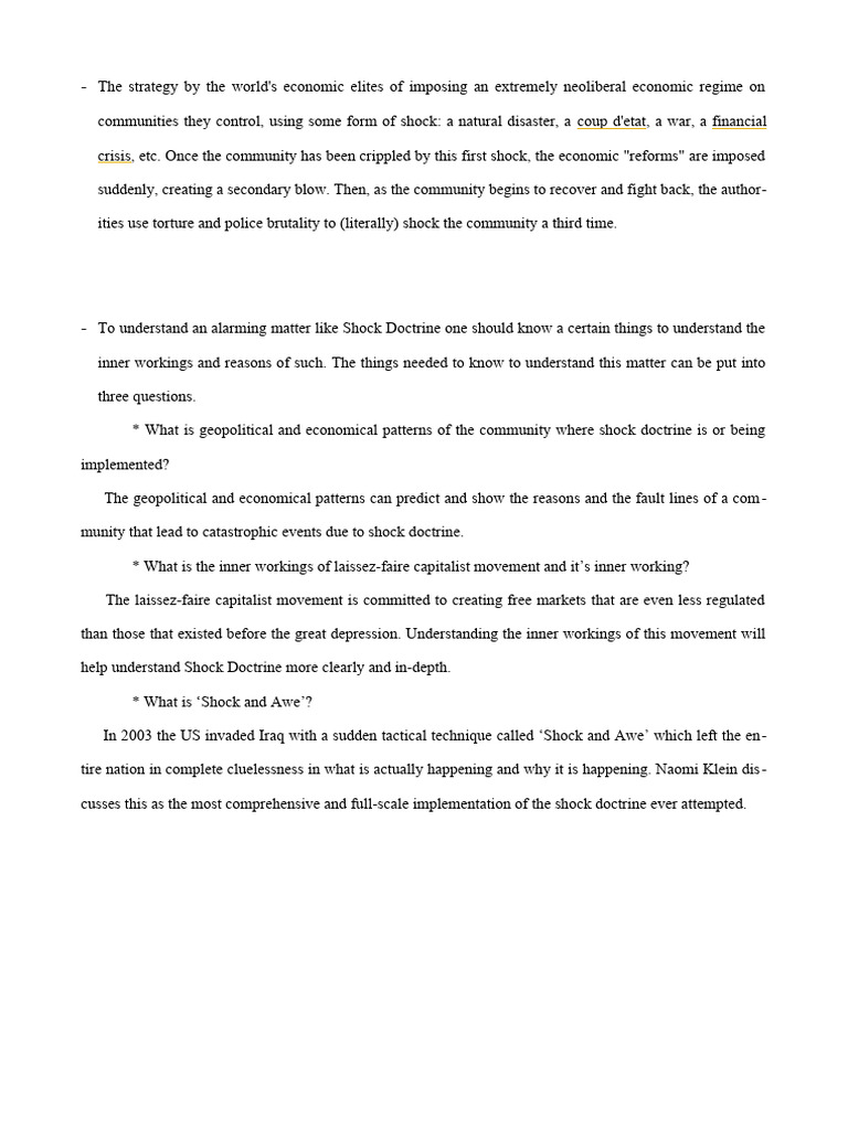 Understanding Shock Doctrine Tactics | PDF