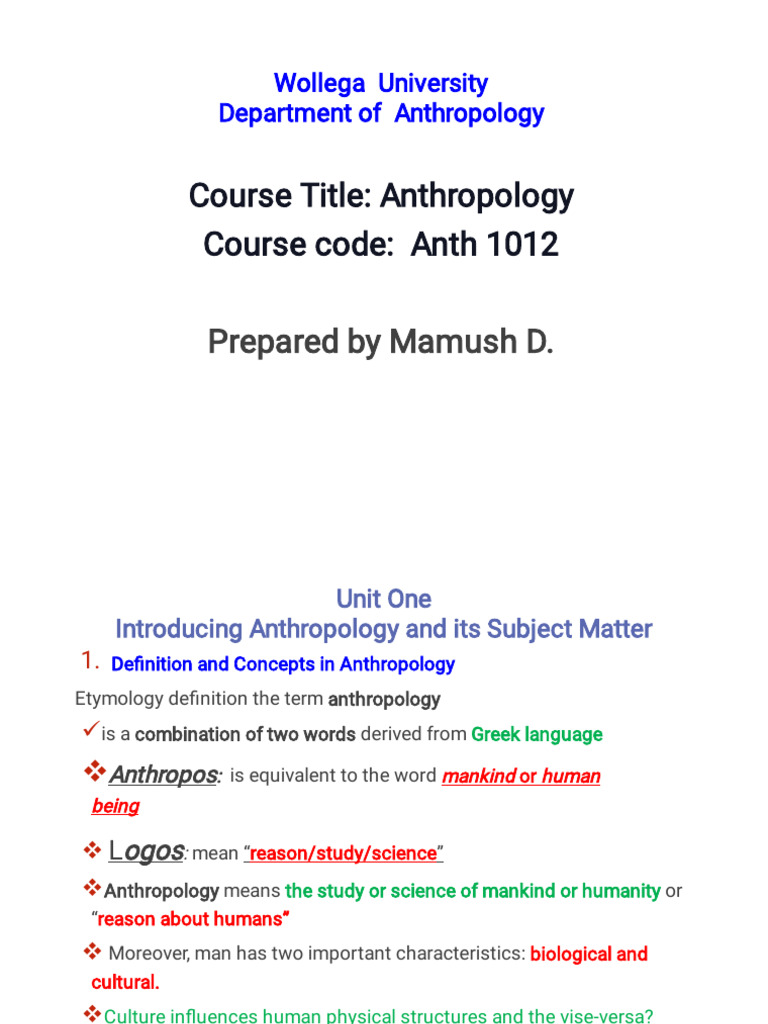 Introduction to Anthropology Concepts | PDF | Anthropology | Archaeology