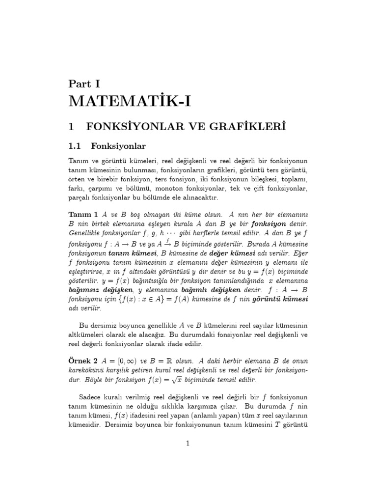 Mat-1 Ders Notları | PDF