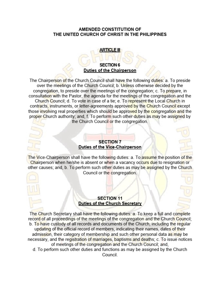 Church Council Roles and Responsibilities | PDF | Elder (Christianity ...