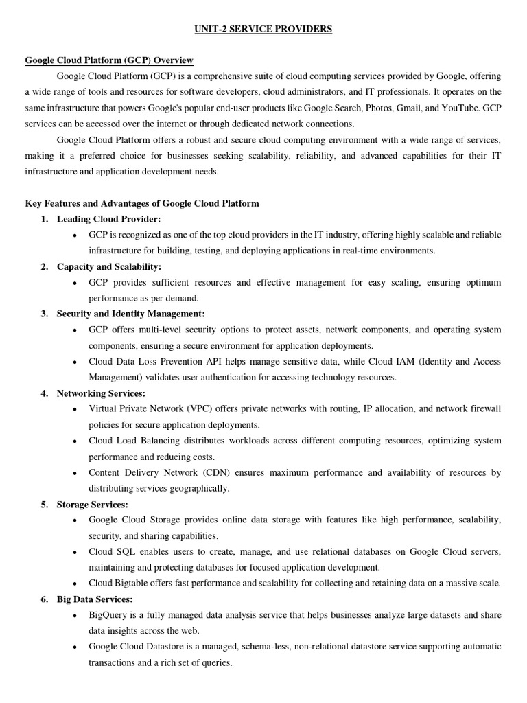 Unit 2. Part 2 - Service Providers | PDF | Cloud Computing | Microsoft Azure