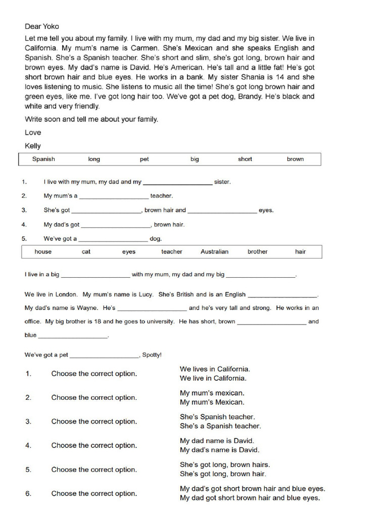 My Family Worksheet | PDF