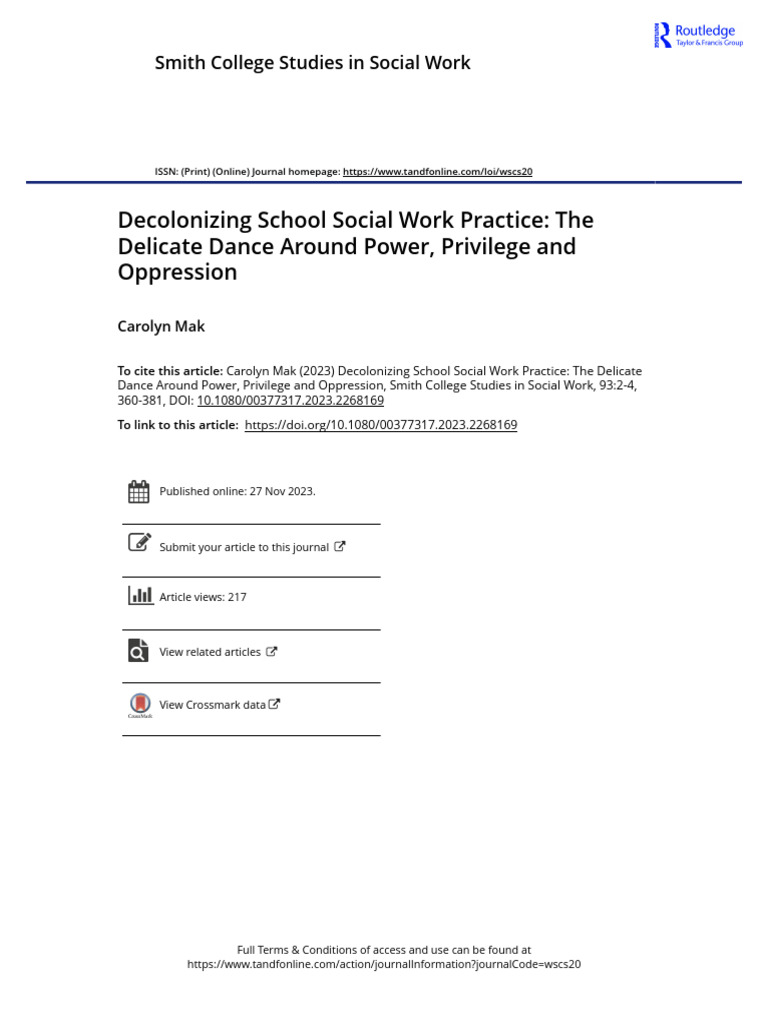 Decolonizing School Social Work Practice The Delicate Dance Around ...