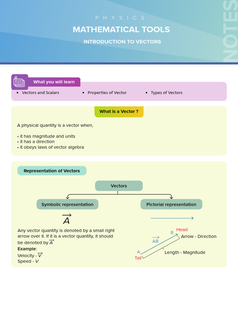 Class 11 Physics: Vector Concepts | PDF | Euclidean Vector | Cartesian ...