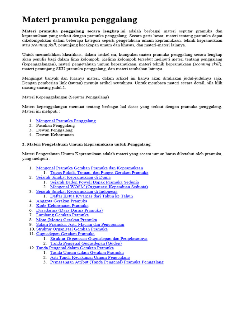 Materi Pramuka Penggalang | PDF | Perjalanan | Karier & Perkembangan