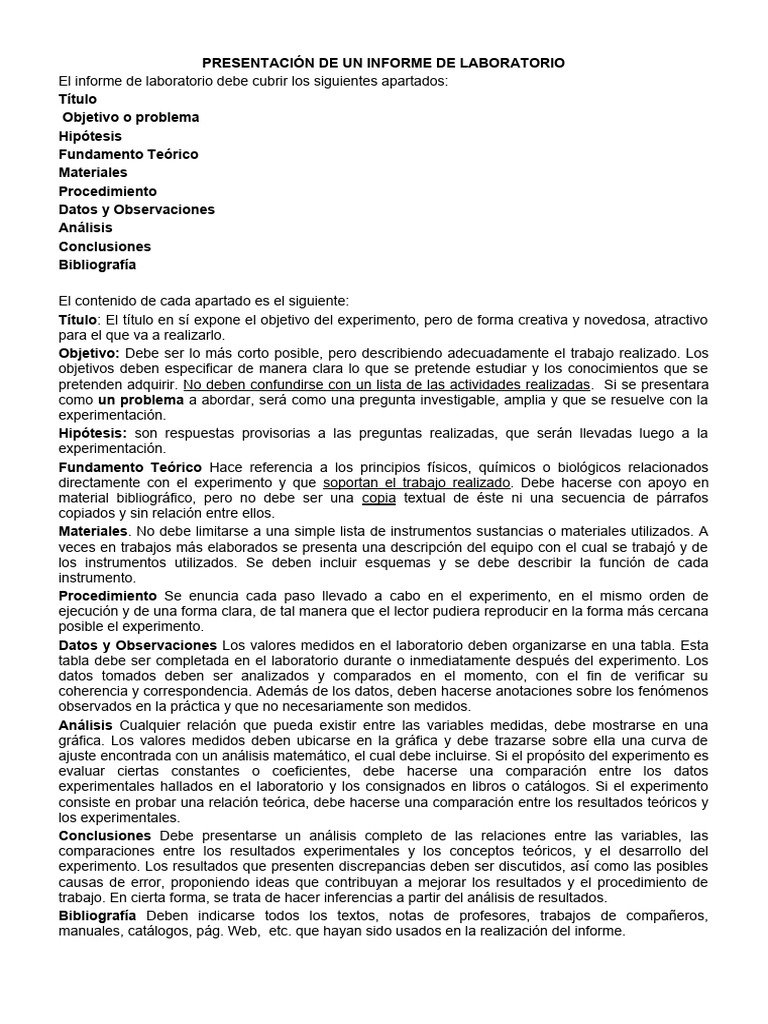 Presentaci N de Un Informe de Laboratorio | PDF | Experimentar | Laboratorios