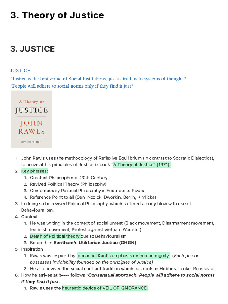Theory of Justice. | PDF | John Rawls | Justice