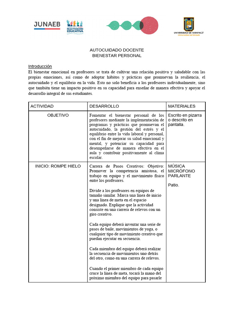 Bienestar y Autocuidado Docente | PDF | Las emociones | Respiración