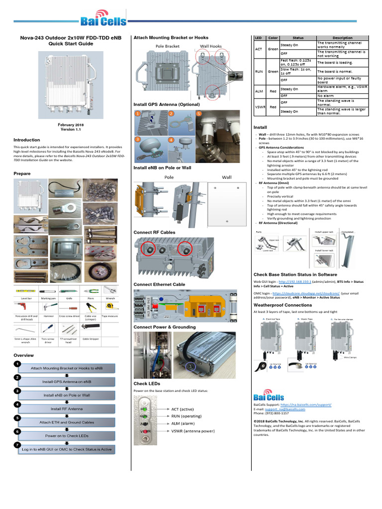 Nova-243 - OD - 2x10W - FDD-TDD - eNB - QuickStartGuide (SRv1.1 - 21-Feb-2018) | PDF ...