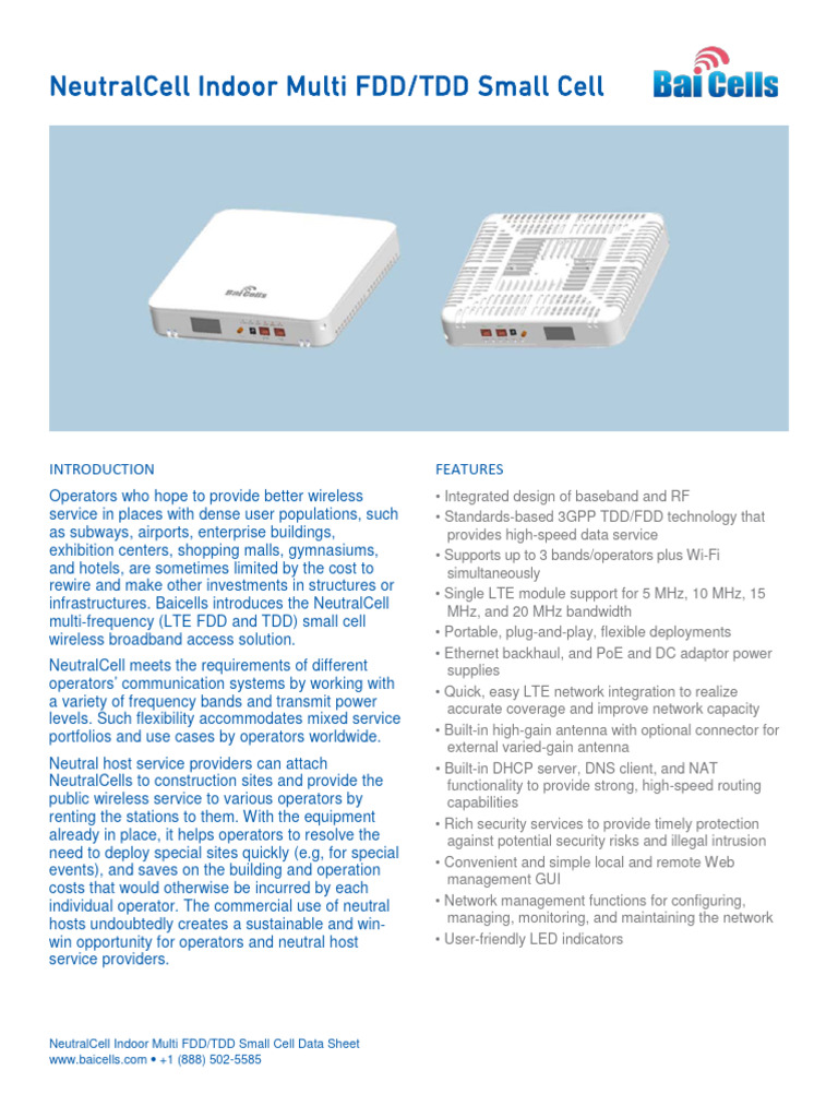 NeutralCell - ID - Multi - FDD-TDD - Small - Cell - Data - Sheet (SRv1 ...