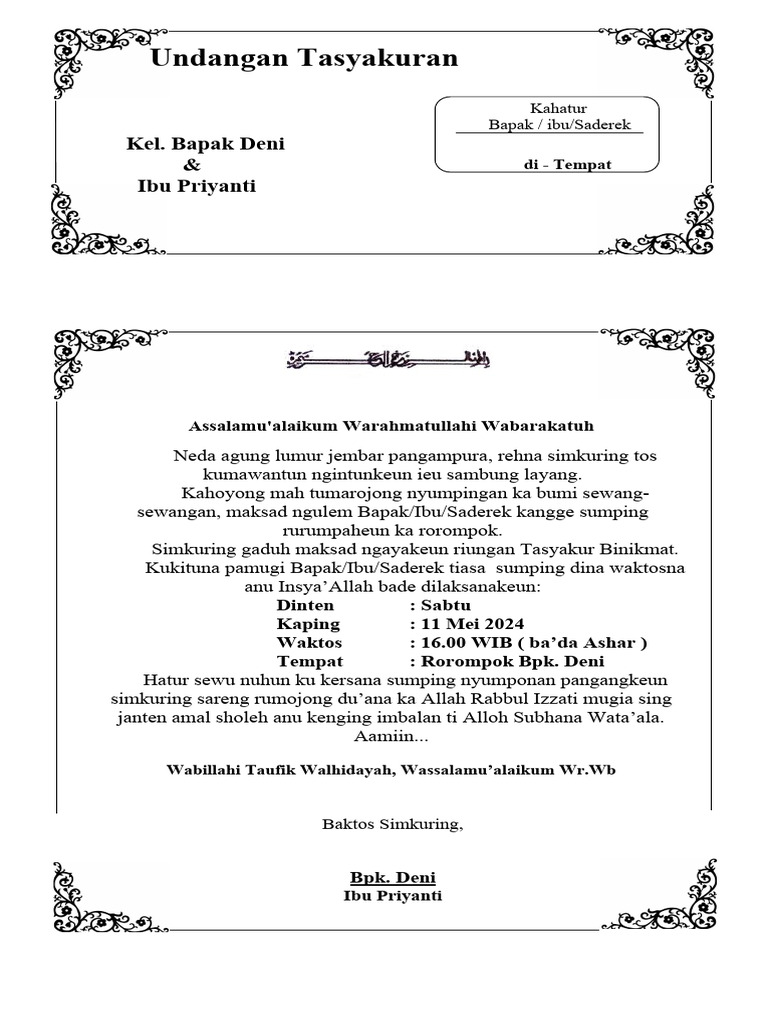 Tasyakuran M Tatang | PDF