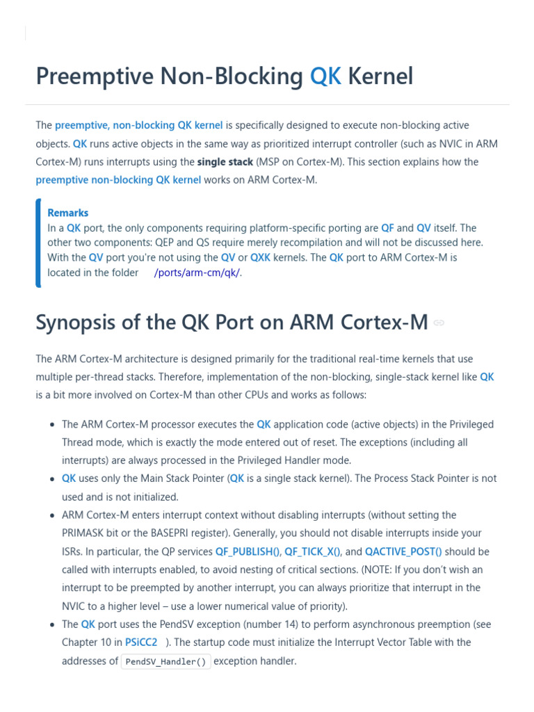 QP - C - Preemptive Non-Blocking QK Kernel | PDF | Thread (Computing) | Kernel (Operating System)