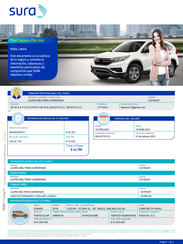 Detalles de Póliza de Seguro Vehicular | PDF | Póliza de seguros | Seguro