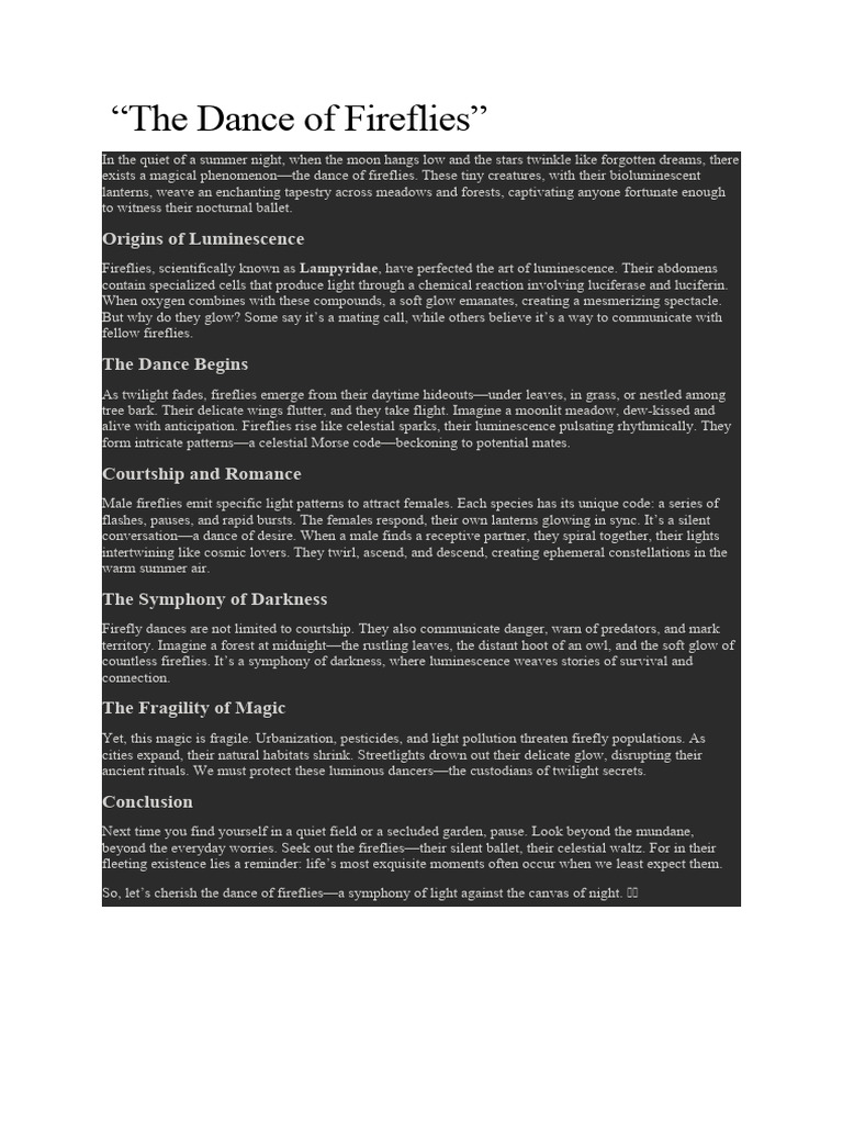 The Dance of Fireflies | PDF