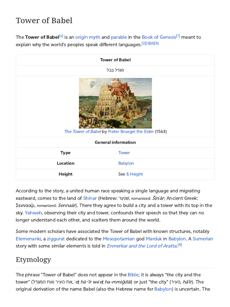 Tower of Babel: Language Origins Explained | PDF