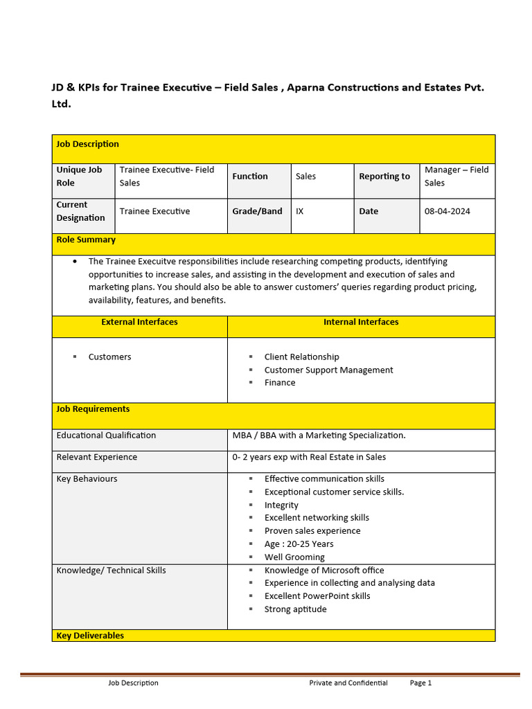 Trainee Executive - Field Sales | Download Free PDF | Sales | Customer ...