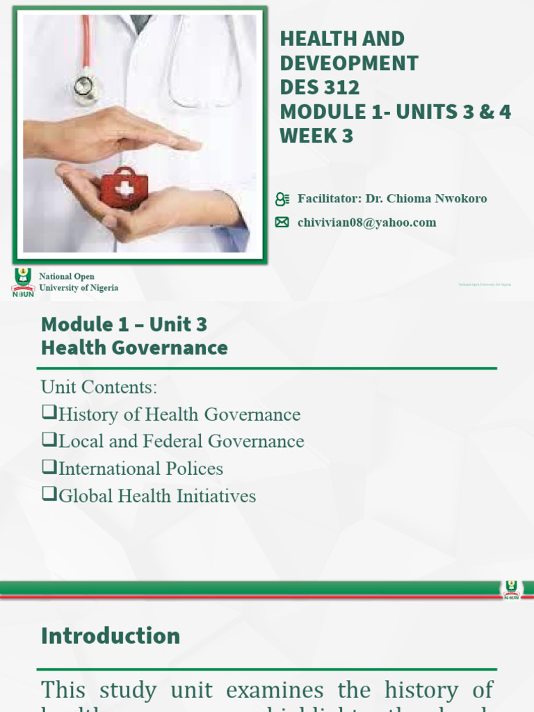 Des 312 Module 1 Units 3 and 4 Week 3 | PDF | Health Care | Health System