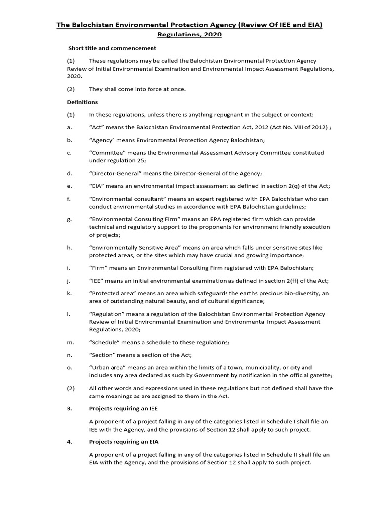 The Balochistan Environmental Protection Agency Review of IEE and EIA ...