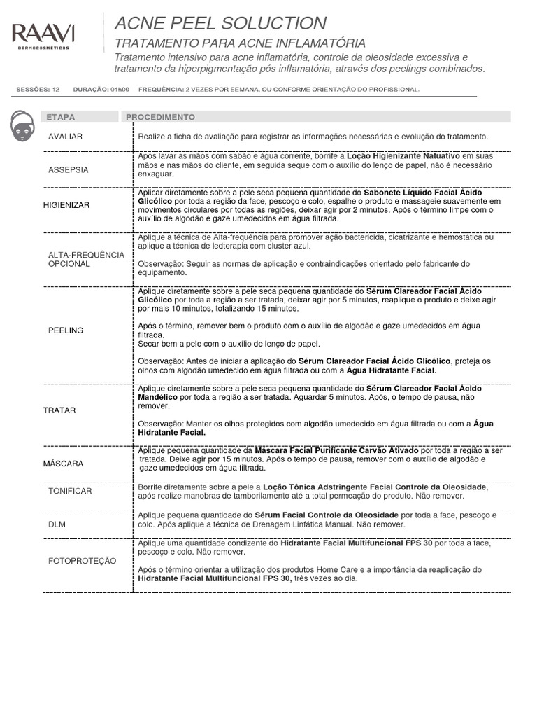 Protocolo Acne Peel Soluction - Raavi | PDF | Pele