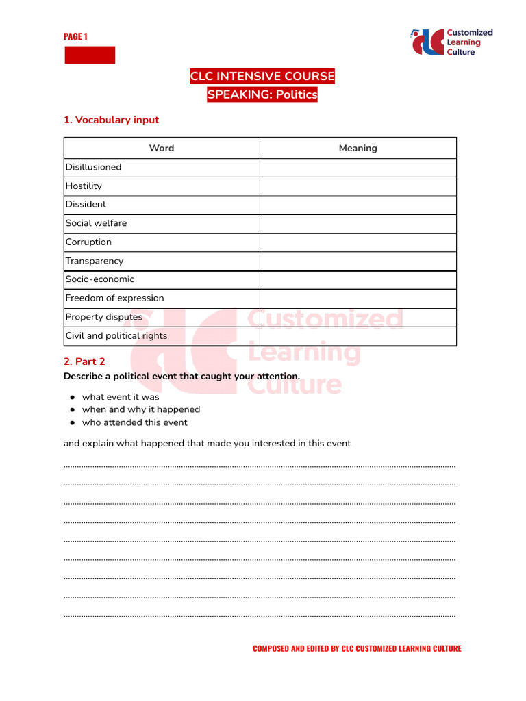 Speaking 4 Handout Intensive | PDF