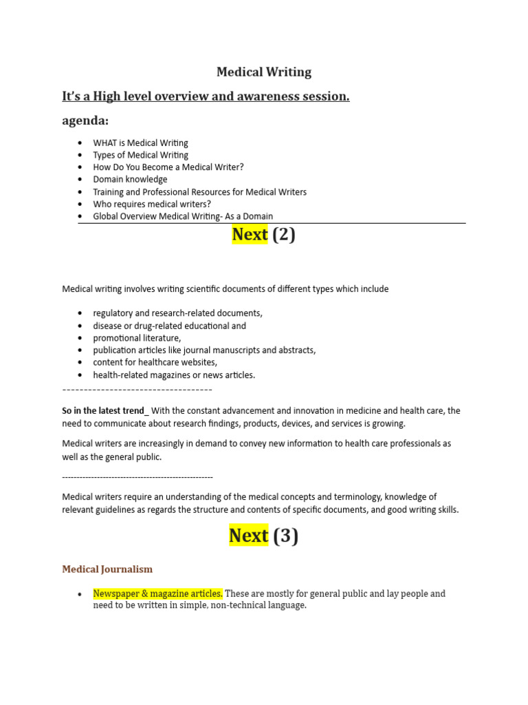 Medical Writing - PPT Script | PDF | Clinical Trial | Medicine