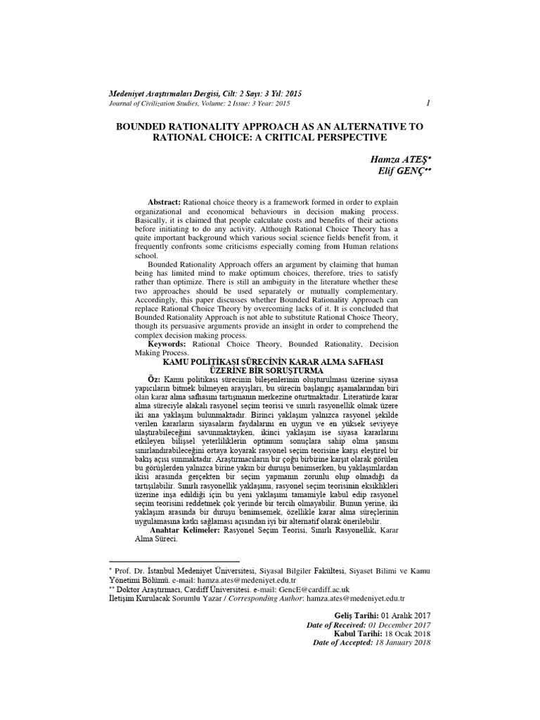 Bounded Rationality Approach As An Alter | PDF | Rationality | Decision ...