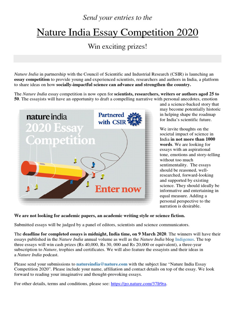 NI Essay Competition - Poster | PDF | Essays | Science