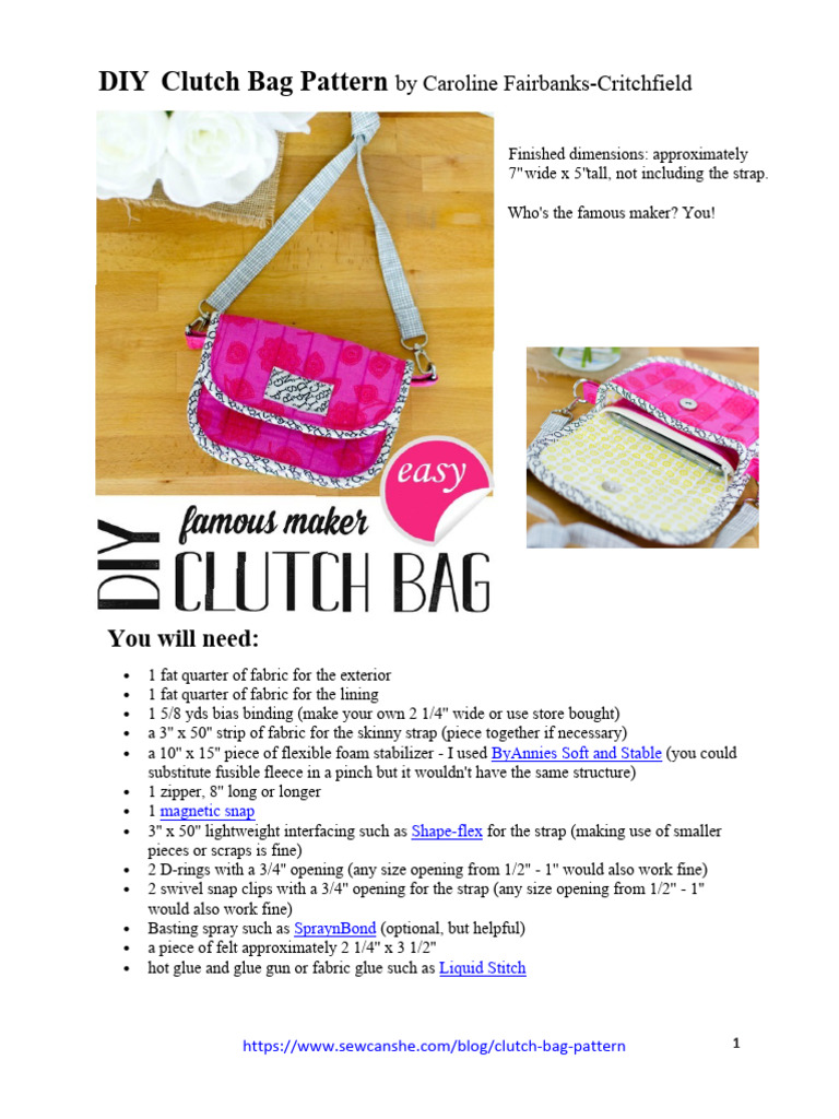DIY Clutch Bag Sewing Pattern Guide | PDF | Seam (Sewing) | Quilting
