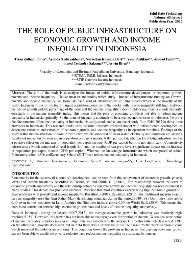 The Role of Public Infrastructure On Economic Growth and Income ...
