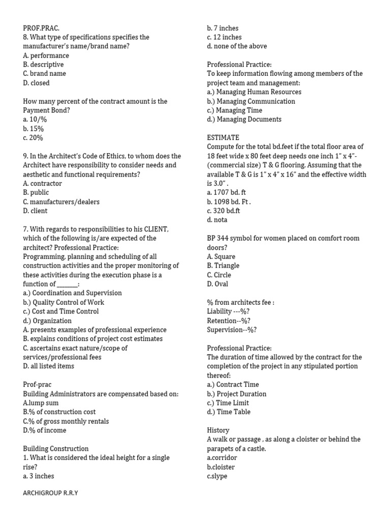Professional Practice Q | PDF | Lumber | Wood
