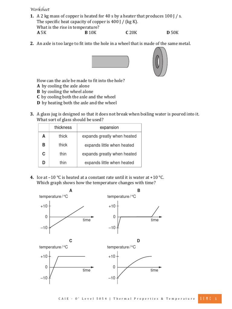 2.2 WS Thermal Properties & Temperature | PDF | Heat | Water