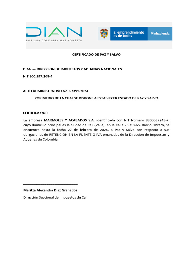 Certificado Dian | PDF