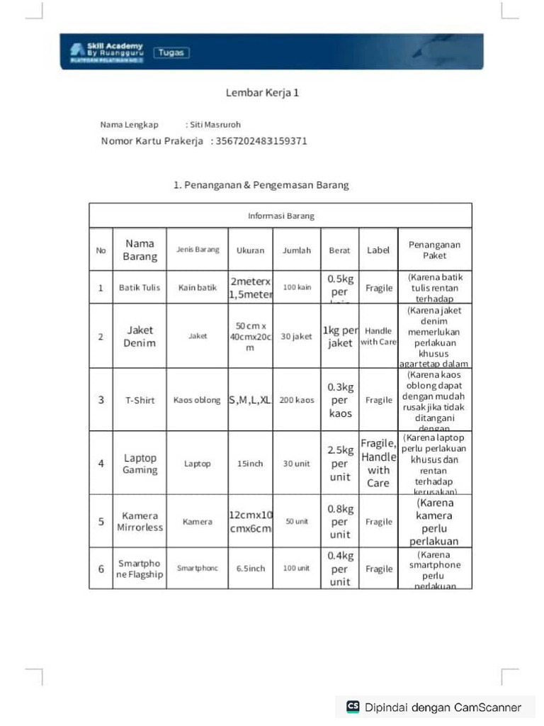 Ujian Keterampilan Kurir Paket 1 | PDF