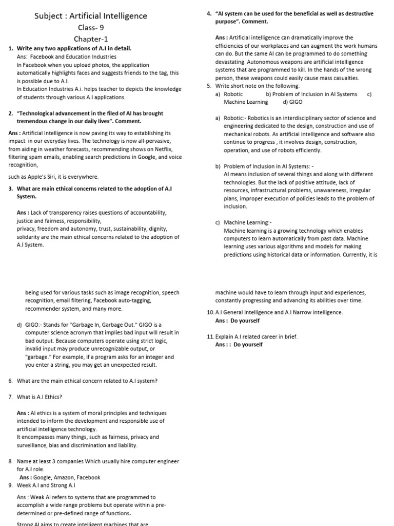 Part-B Unit-1 Introduction To AI | PDF | Artificial Intelligence ...
