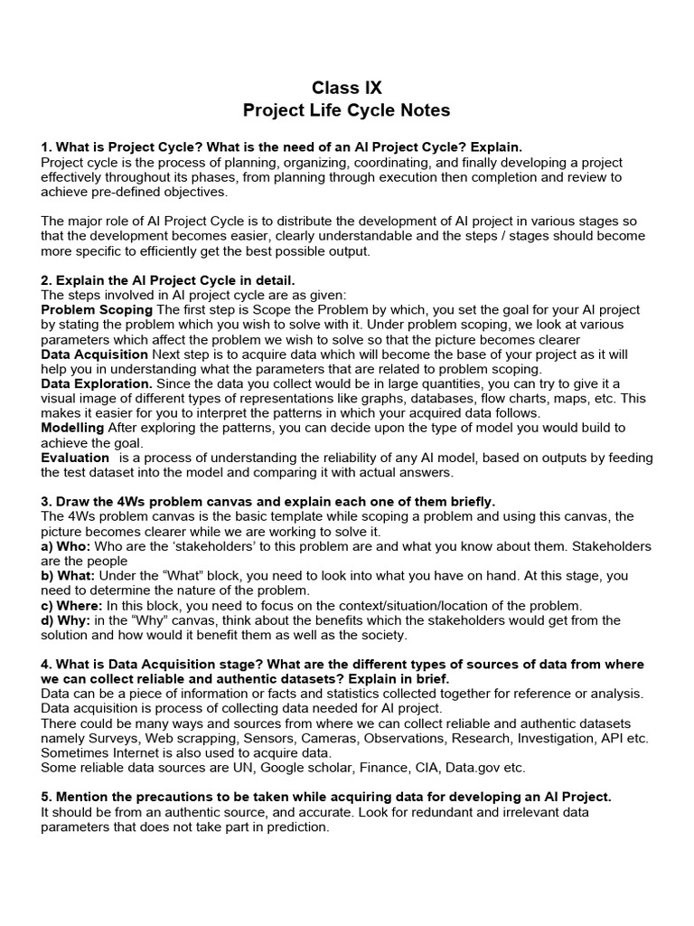 Part-B Unit-2 AI Project Cycle | PDF | Machine Learning | Artificial Intelligence