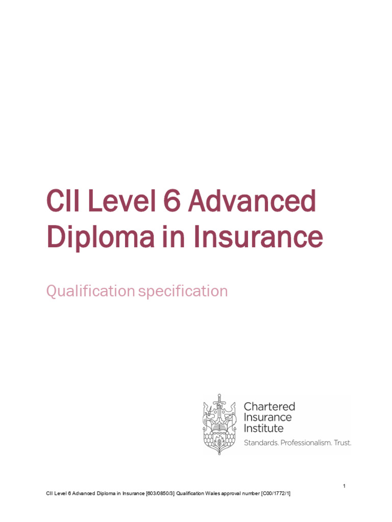 Qual Spec Advanced Diploma in Insurance Qsadi2021 | PDF | Insurance ...