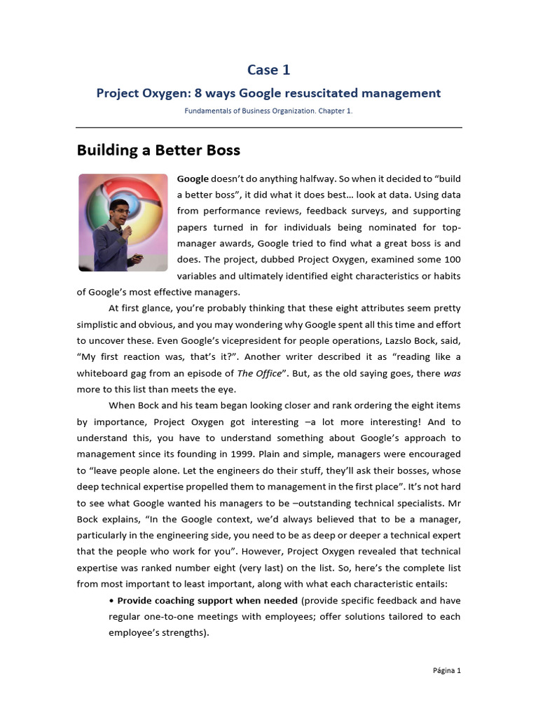 Google Project Oxygen: 8 Manager Traits | PDF | Expert | Goal