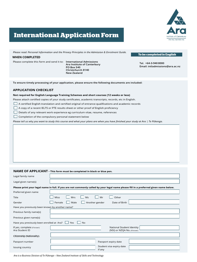International Student Application Form | PDF | Mental Disorder | Disability