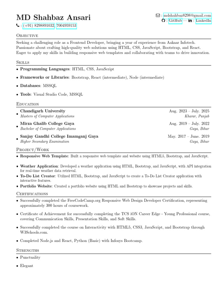 Shahbaz Updated 2024 | PDF | Bootstrap (Front End Framework) | Java Script