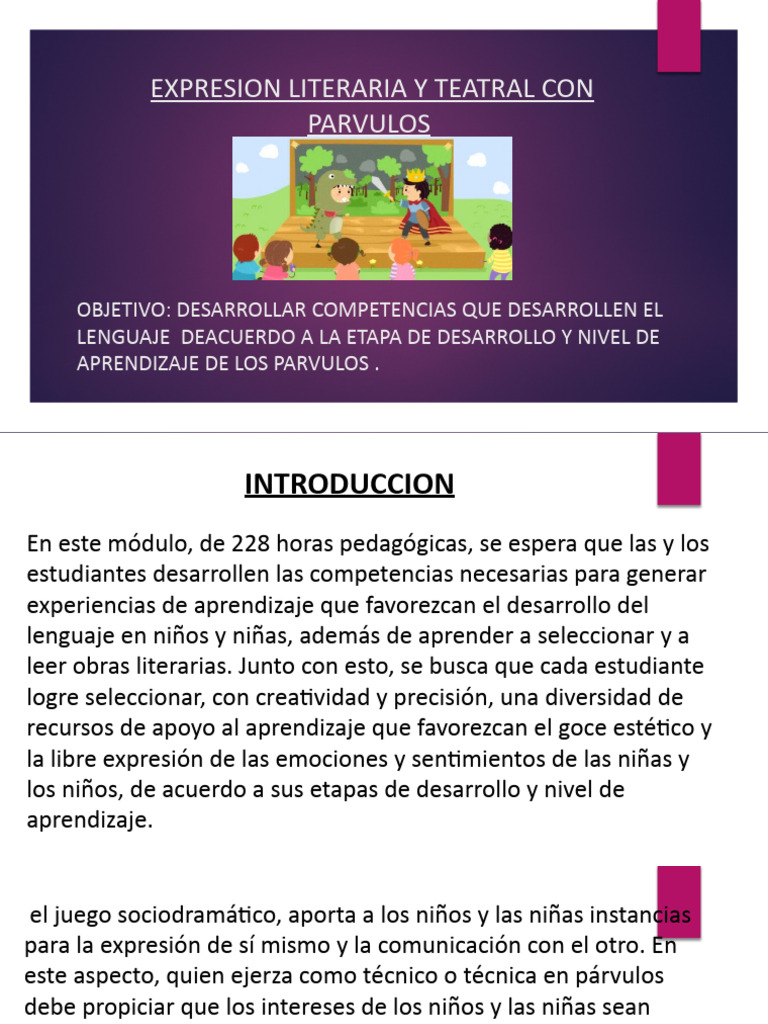 Expresion Literaria y Teatral Con Parvulos Introducion | Descargar ...