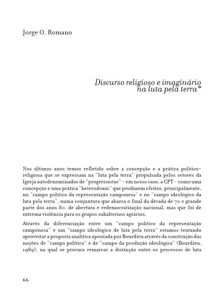 Discurso Religioso na Luta pela Terra | PDF | Estado | Igreja católica