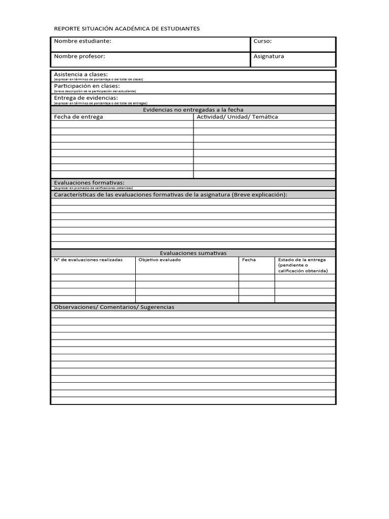 Formato Reporte Estudiantes Por Asignatura | PDF
